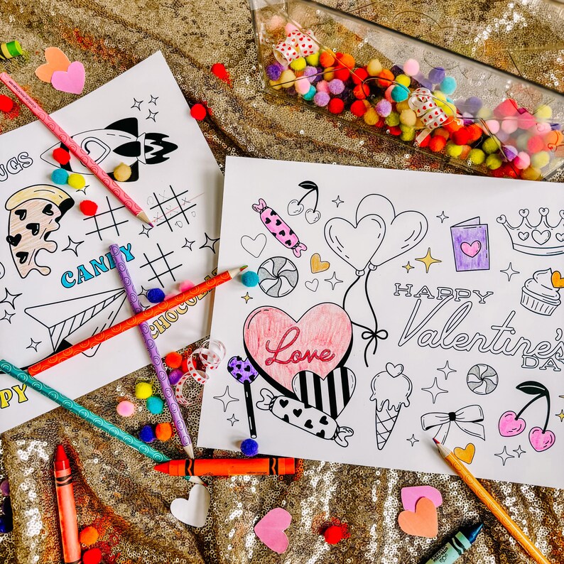 Printable Valentine's Day Coloring Sheets - Etsy