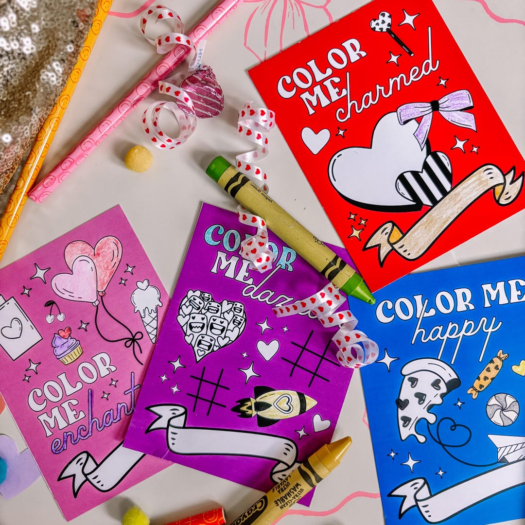 Printable Color Me Charmed Valentine's Coloring Cards - Etsy