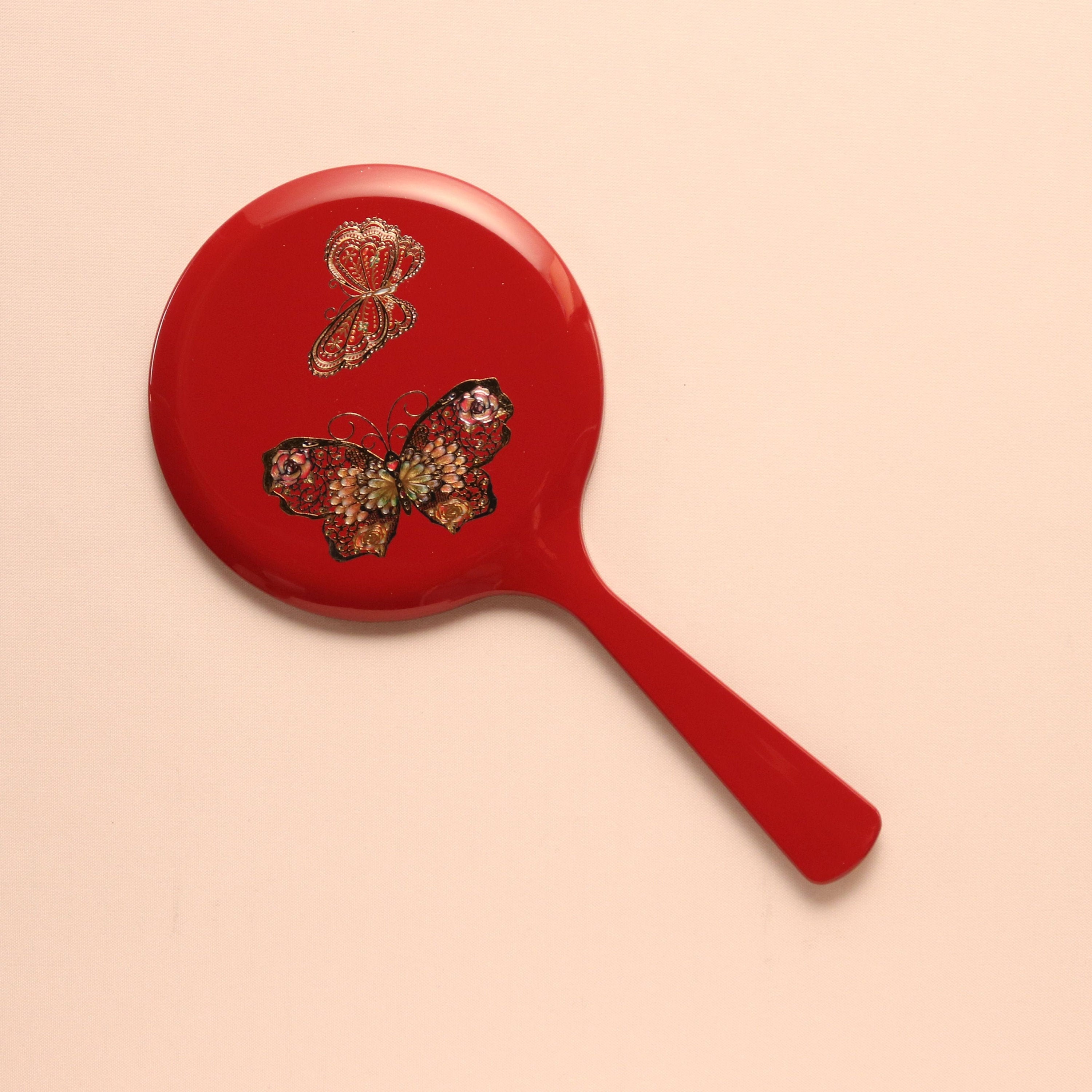 Hand Held Hand Mirror Butterfly Japan Traditional Craft "maki-e ...