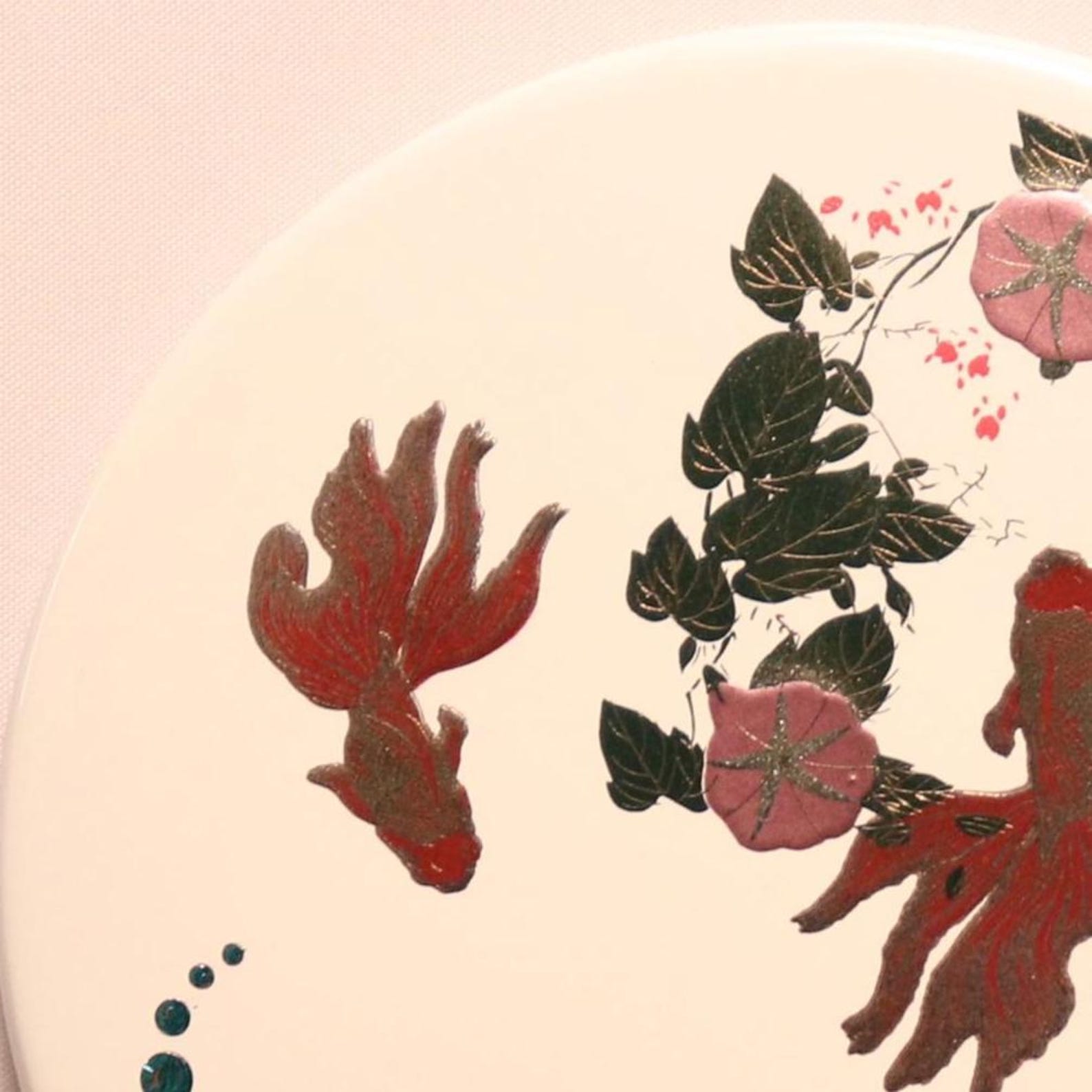 Hand Held Hand Mirror Goldfish "kingyo" Japan Traditional Craft "maki-e ...
