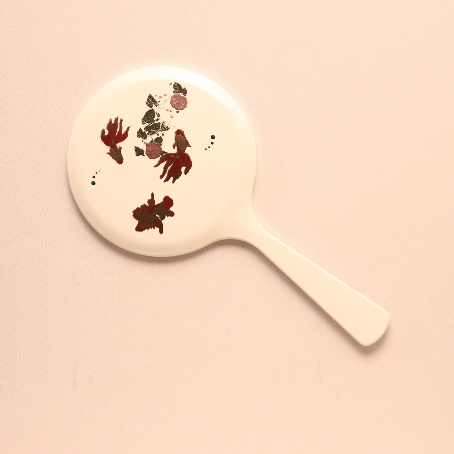 Hand Held Hand Mirror Goldfish "kingyo" Japan Traditional Craft "maki-e ...