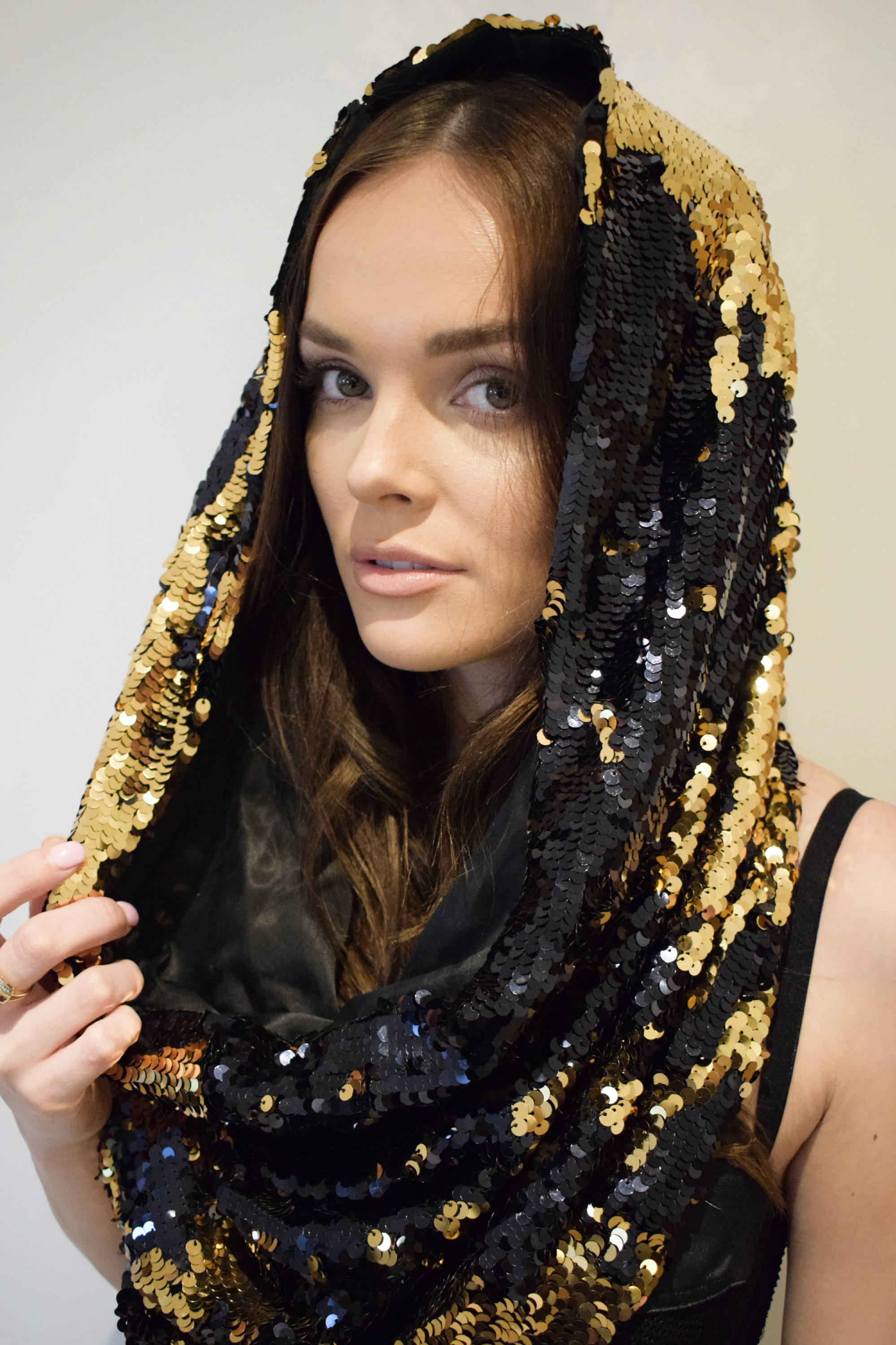 Black & Gold Sequin Hood - Etsy UK