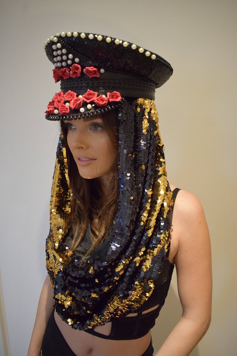 Black & Gold Sequin Hood - Etsy UK