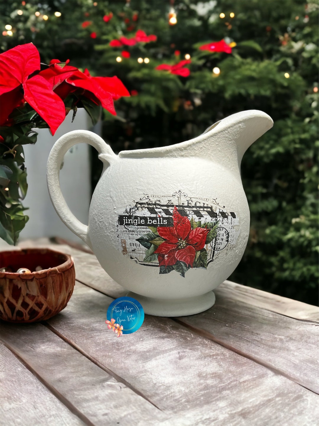 Reversible Farmhouse Upcycled Christmas Pitcher Reversible - Etsy