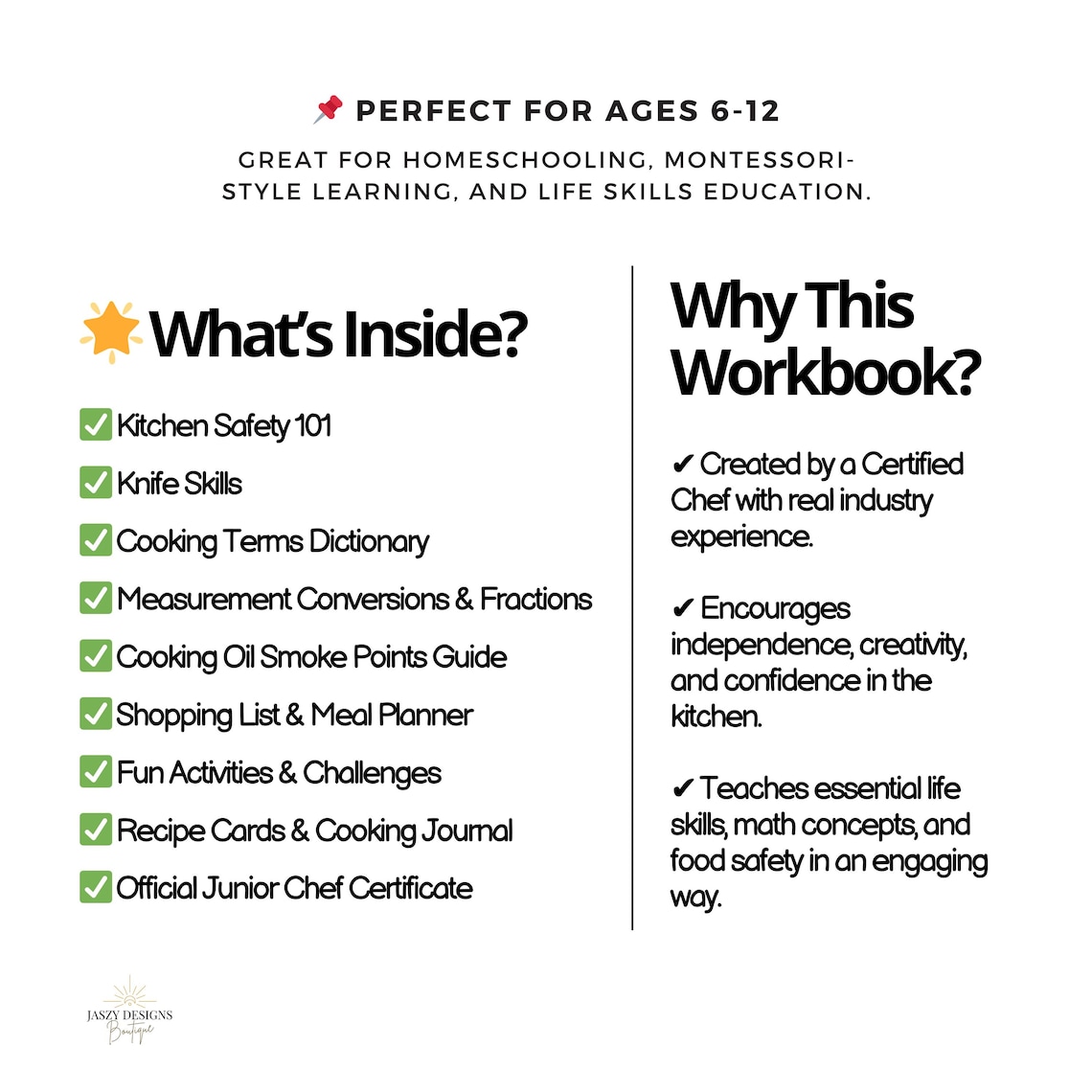 Kids Cooking & Kitchen Safety Workbook: Junior Chef Activities ...