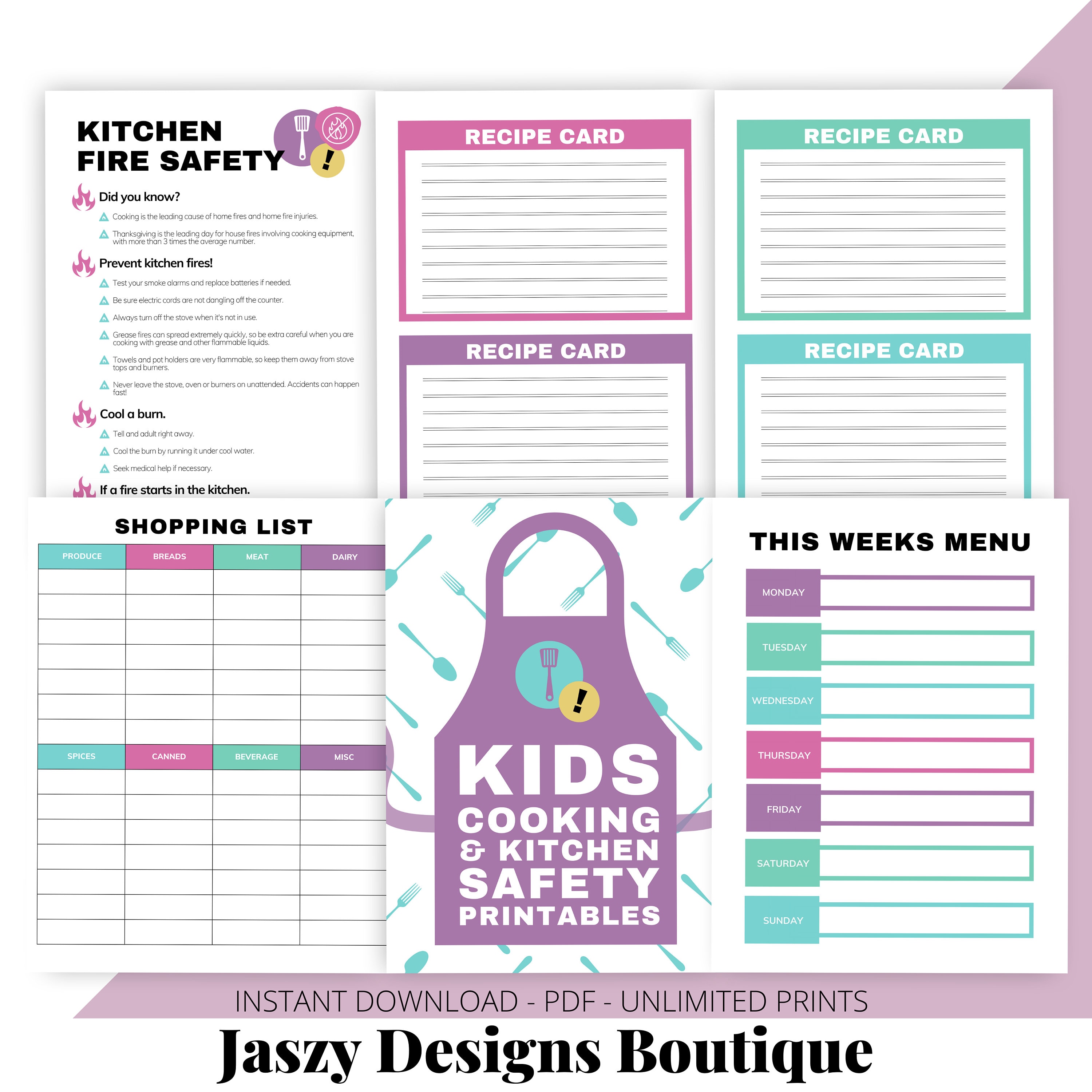 Kids Cooking Safety Printables: Kitchen Tips, Culinary Skills (PDF) - Etsy