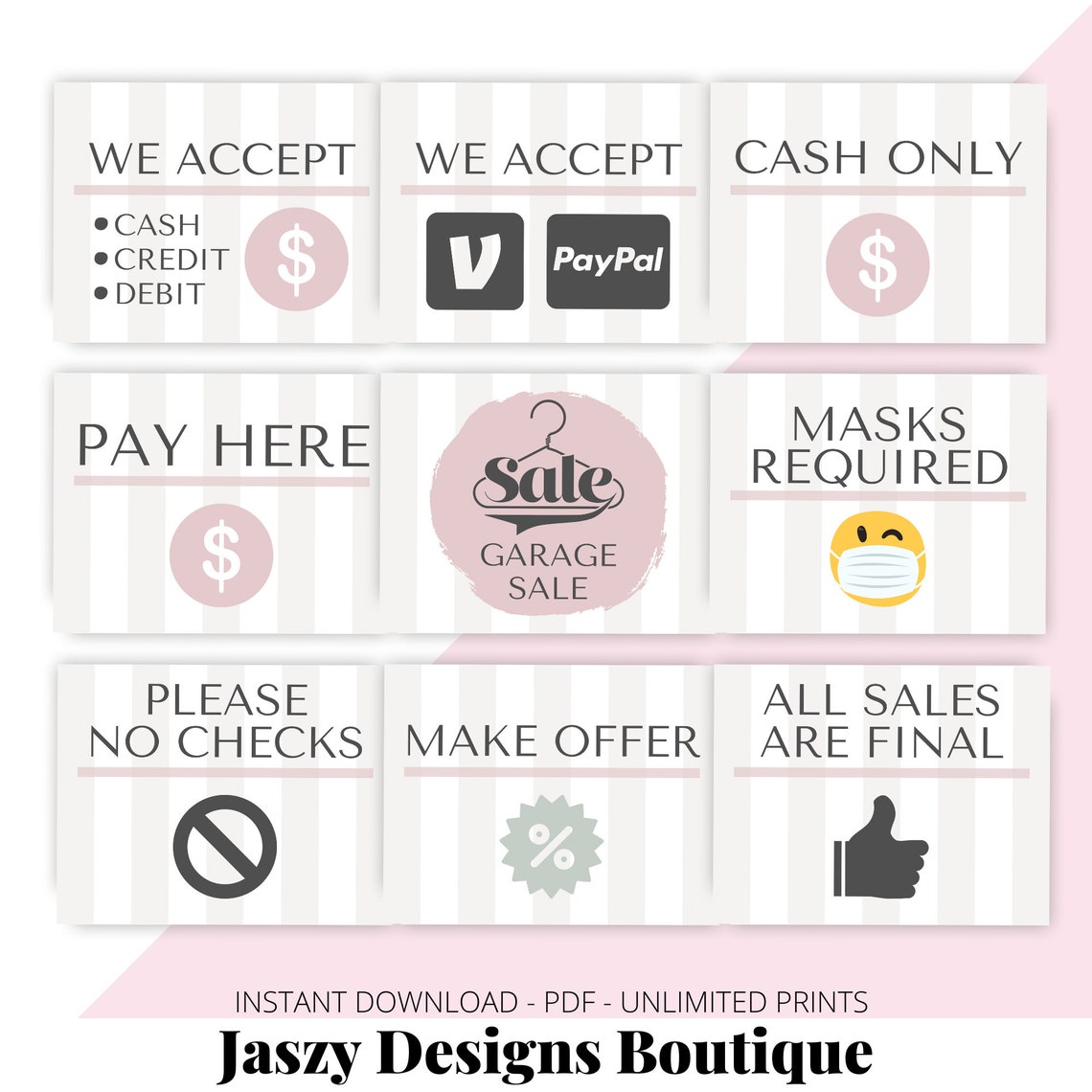 Garage Sale Sign Bundle 80 Sheets DIY Printable Clothing | Etsy