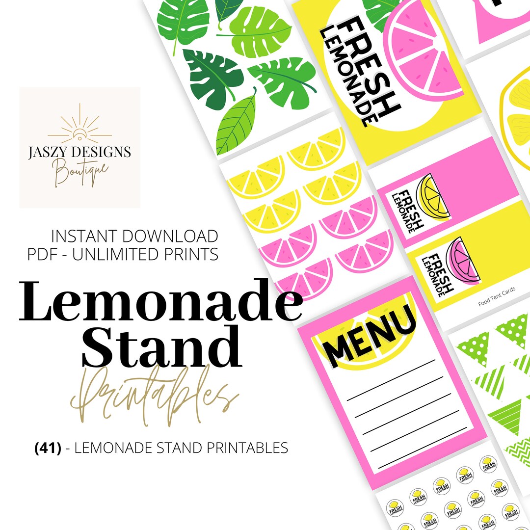 Lemonade Stand Sign Bundle, DIY 41 Pages, Summer Stand, Kids, PDF ...
