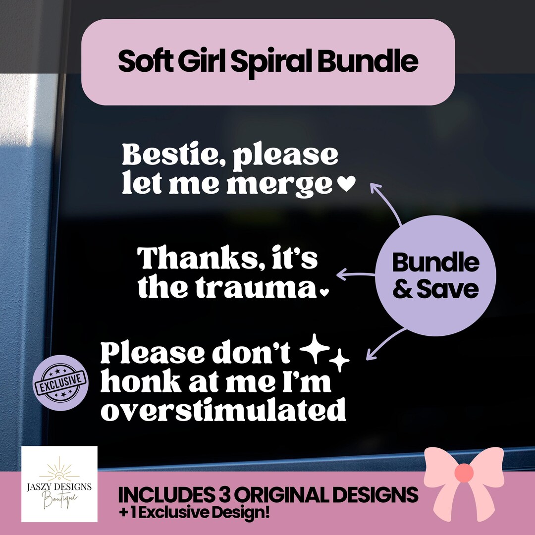 Soft Girl Spiral Decal Bundle | Funny Car Sticker Pack for Anxious ...