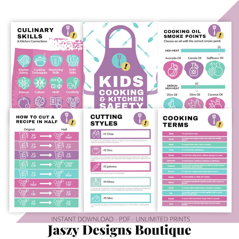 Kids Cooking Safety Printables: Kitchen Tips, Culinary Skills (PDF) - Etsy