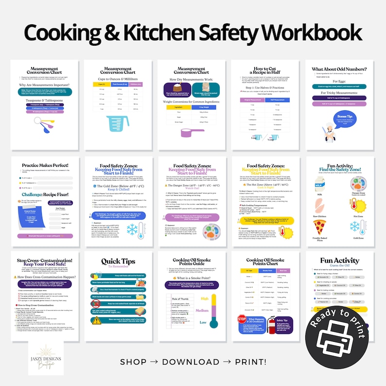 Kids Cooking & Kitchen Safety Workbook: Junior Chef Activities ...