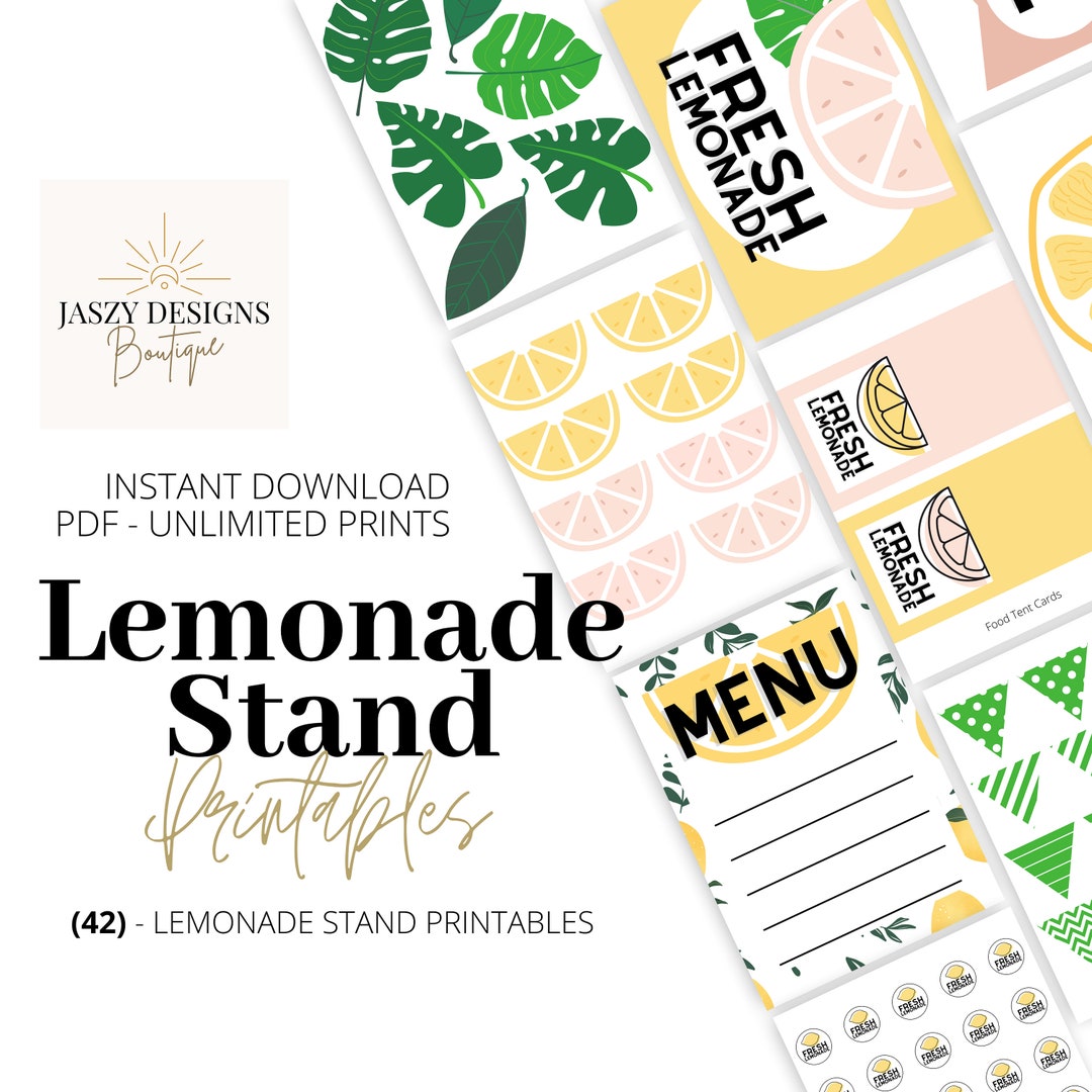 Lemonade Stand Printables Bundle: DIY Banner, Menu, Tags (PDF) - Etsy