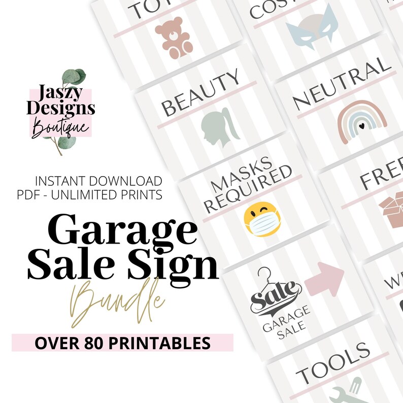 Garage Sale Sign Bundle 80 Sheets DIY Printable Clothing - Etsy