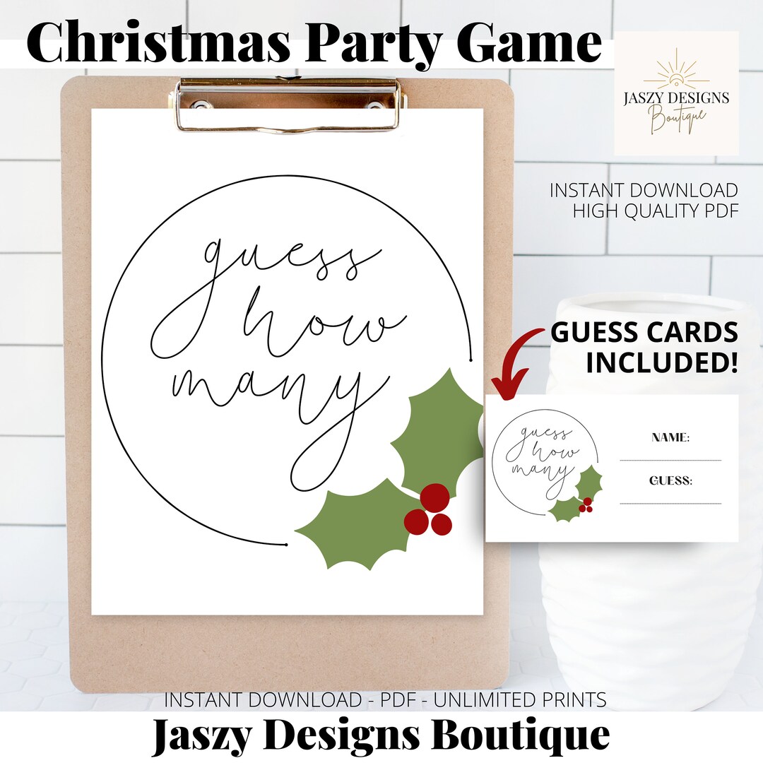 Guess How Many Christmas Party Game Printable Holiday Party - Etsy UK
