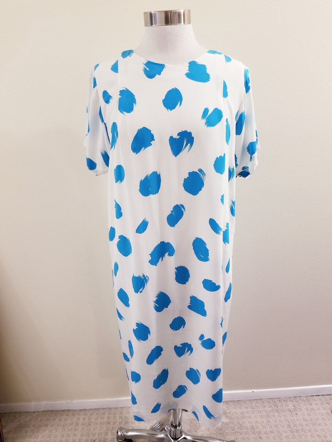 Vintage 80s Handmade Brush Stroke Print Dress - VOLUP - L/XL - Etsy