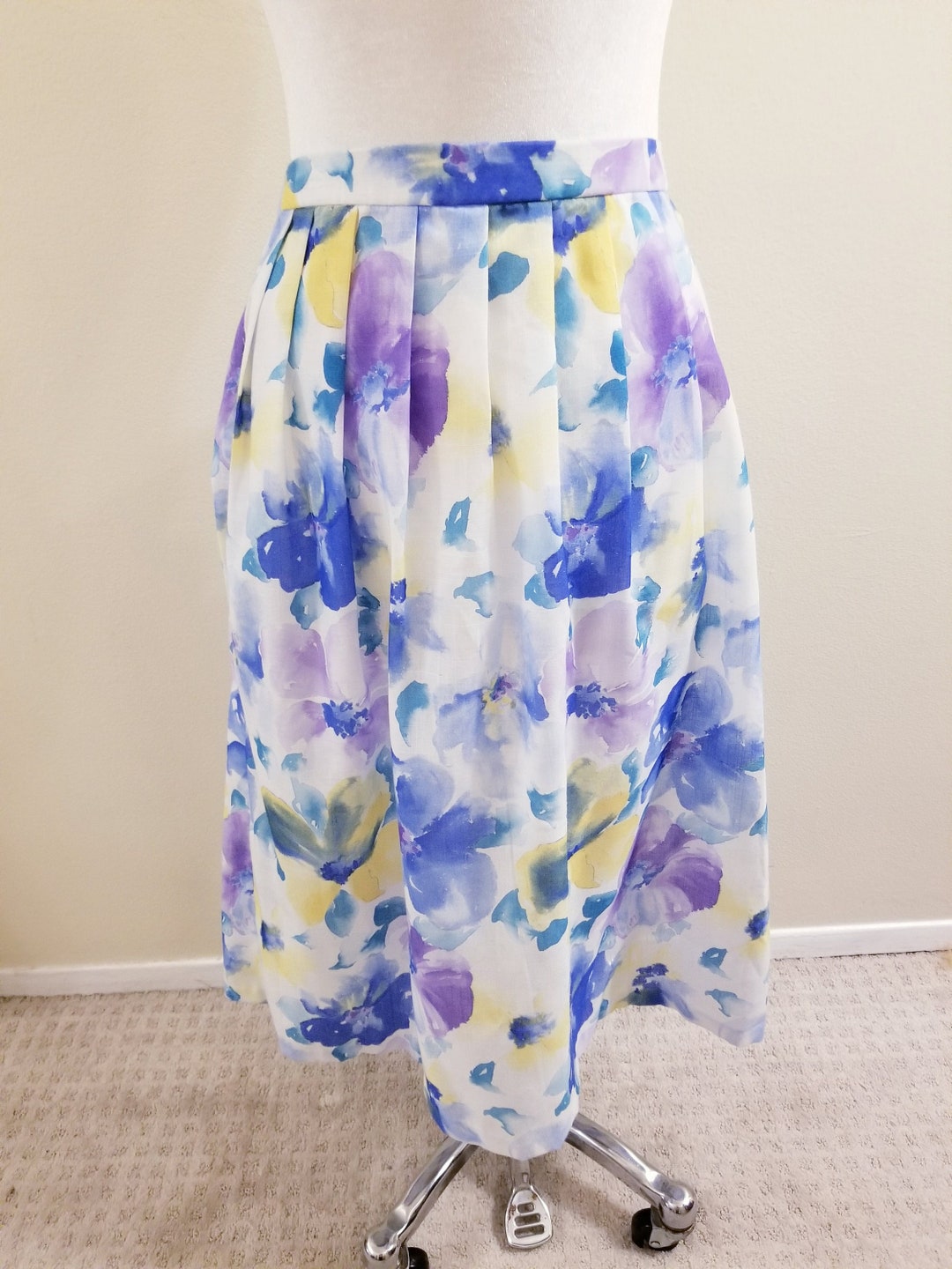 80's Jo Hardin Deadstock White Floral Skirt - Size 16 - Etsy