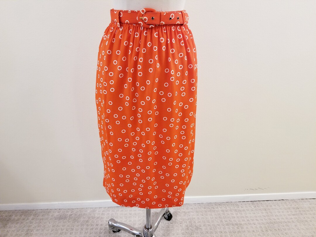 Evan Picone 80's Vintage Red Rayon Skirt W/matching Belt Size 14 VOLUP ...