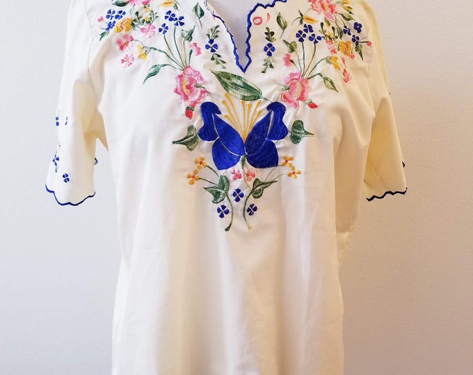 Vintage Gusman Mexican Embroidered Blouse - Size 36 - Etsy