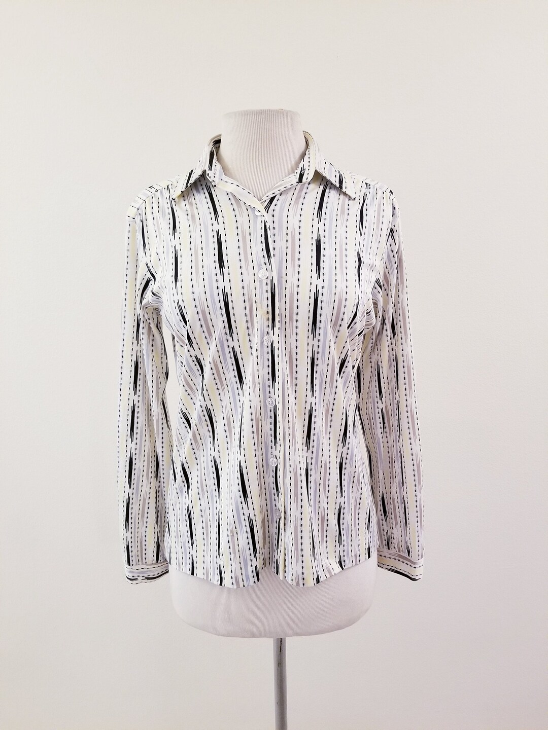 70's Vintage Women's Cricket Lane Polyester Long Sleeve Blouse VOLUP L ...