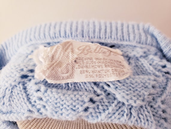 70's Vintage Billie Jo Crochet Knit Light Blue Cardig… - Gem