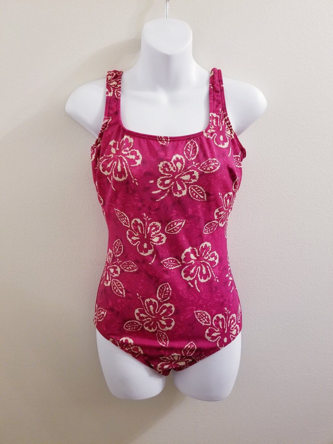 80s Vintage Lands End Red Hawaiian One Piece Size 14 - Etsy