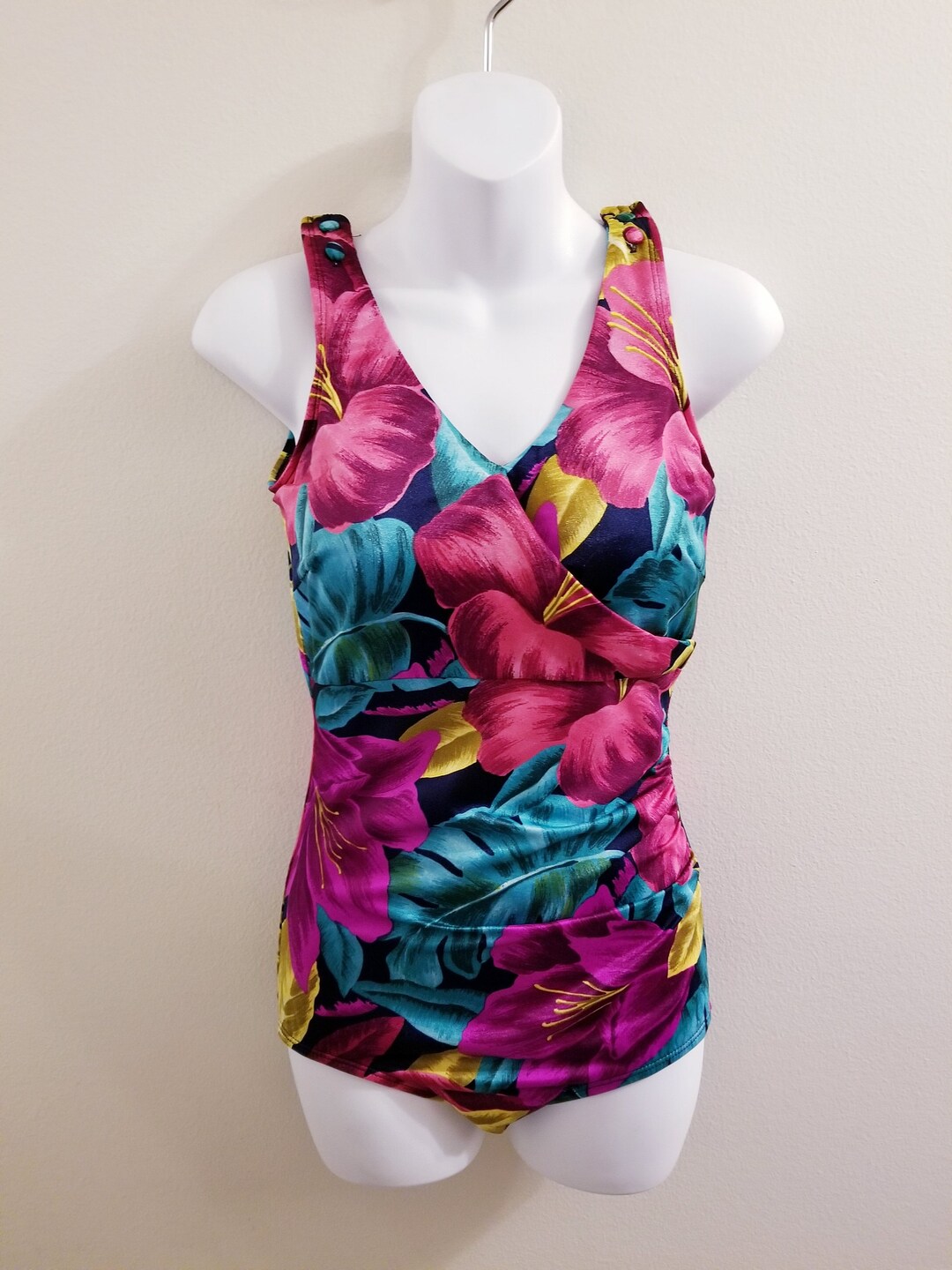 80s Vintage Sea Scamps Hawaiian Print One Piece Size 36B - Etsy