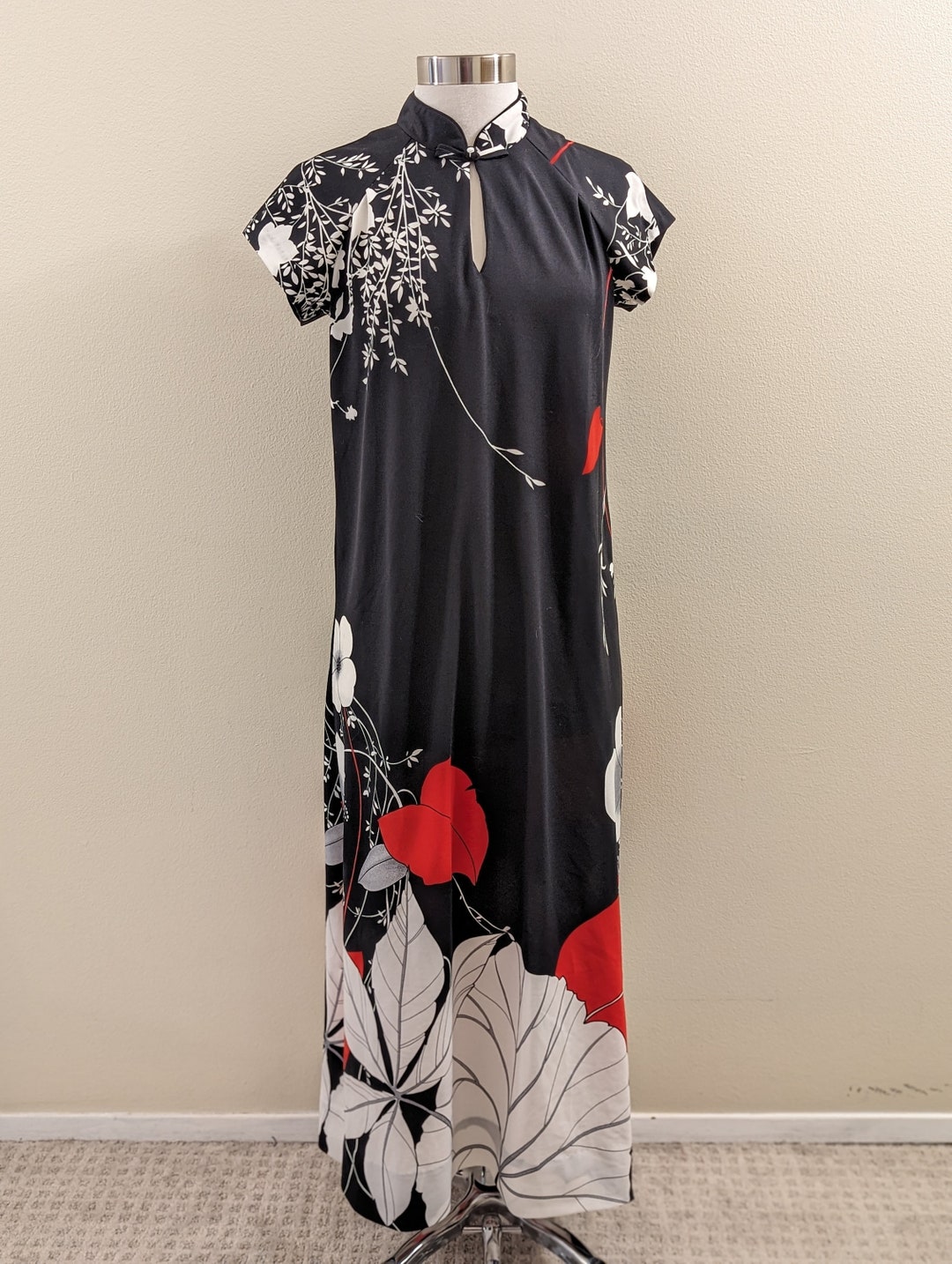 60s/70s Malihini Designers Collection Cheongsam Hawaiian Maxi Size 14 ...