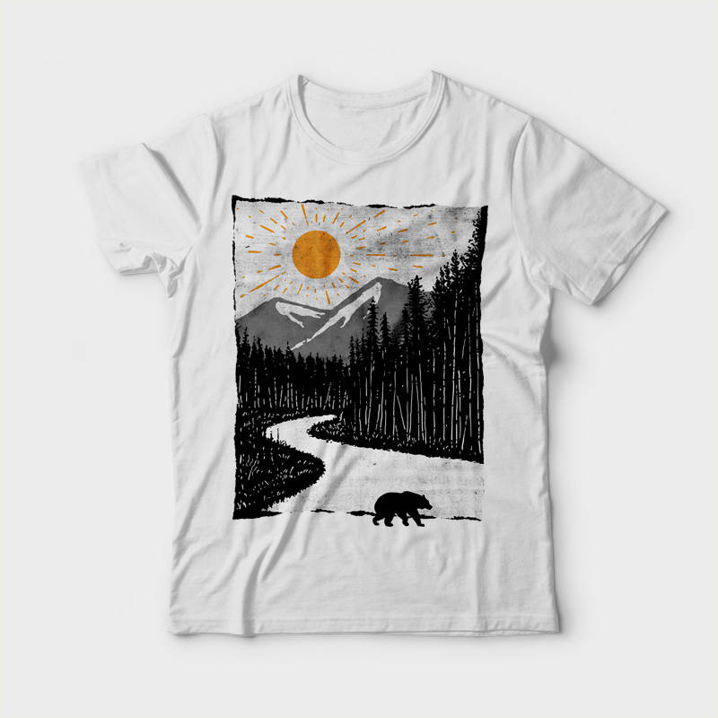 Bear Shirt Nature Shirt Camping Camp Gift Idea Tree T-shirt Tee Mens ...
