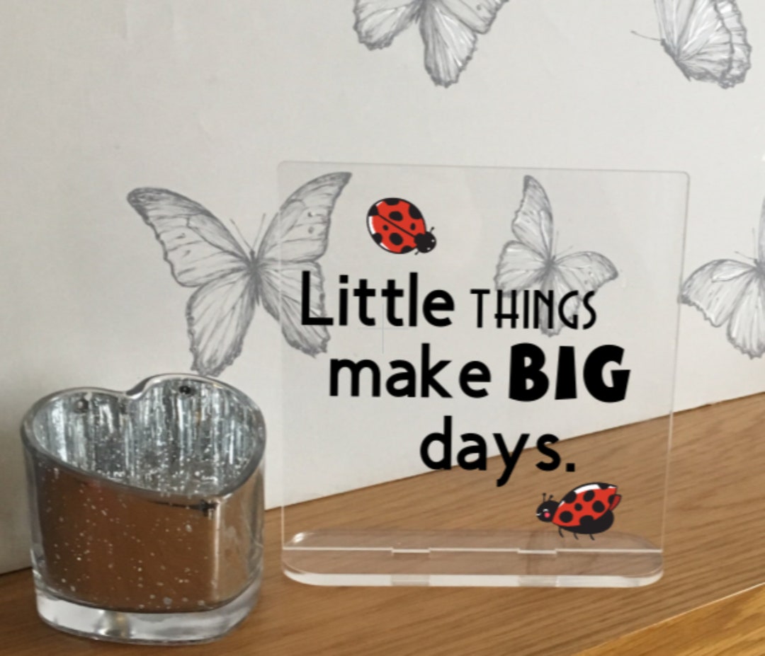 Freestanding Perspex Plaque, Little Things Make Big Days Plaque ...