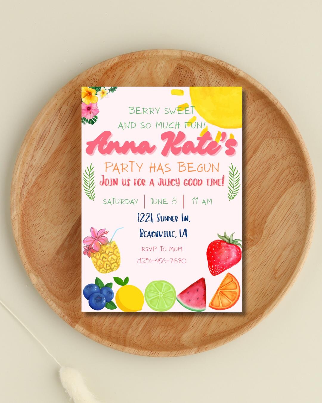 Fruit Birthday Editable Template - Etsy