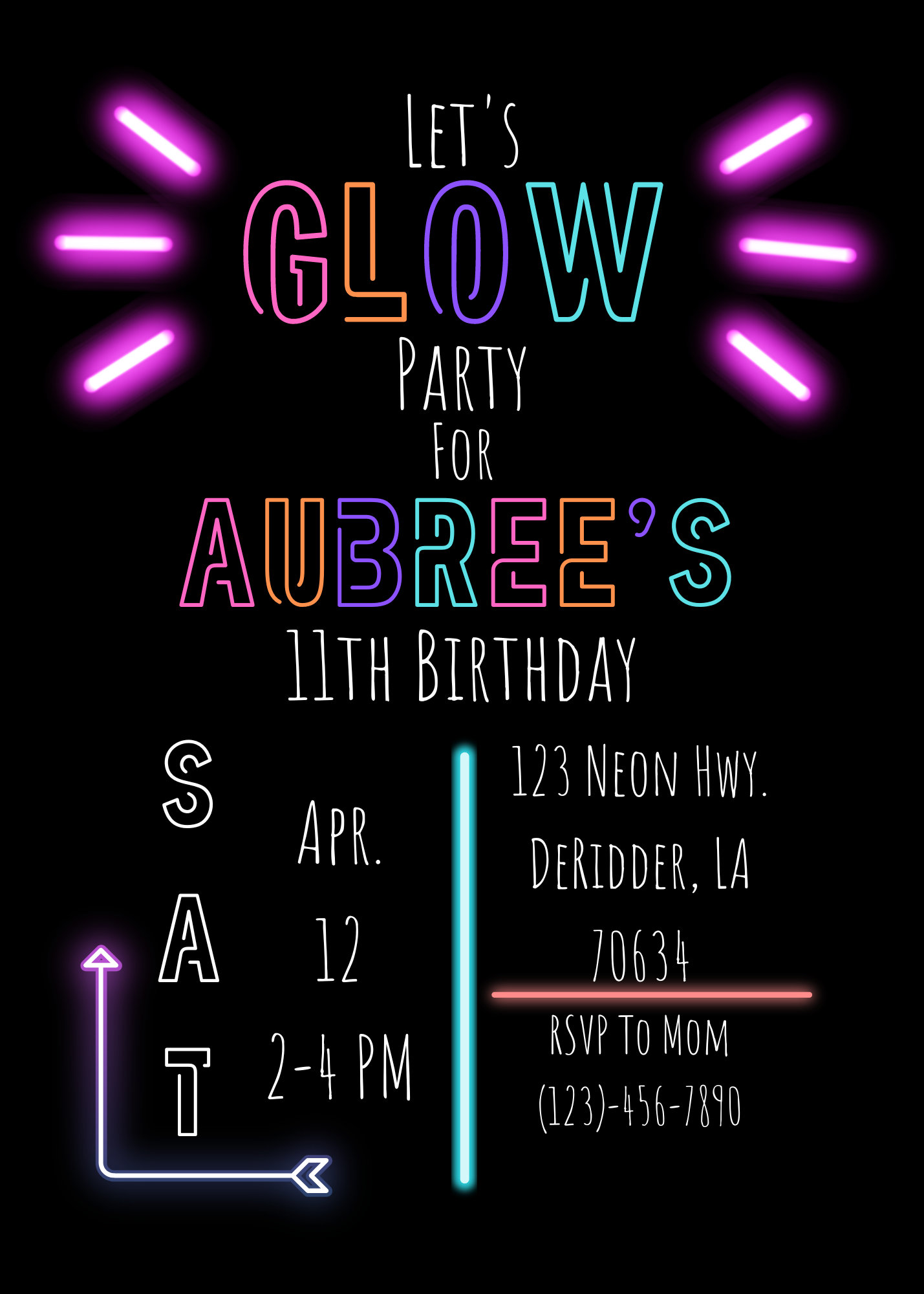 Let's Glow Party Neon Invitation - Etsy