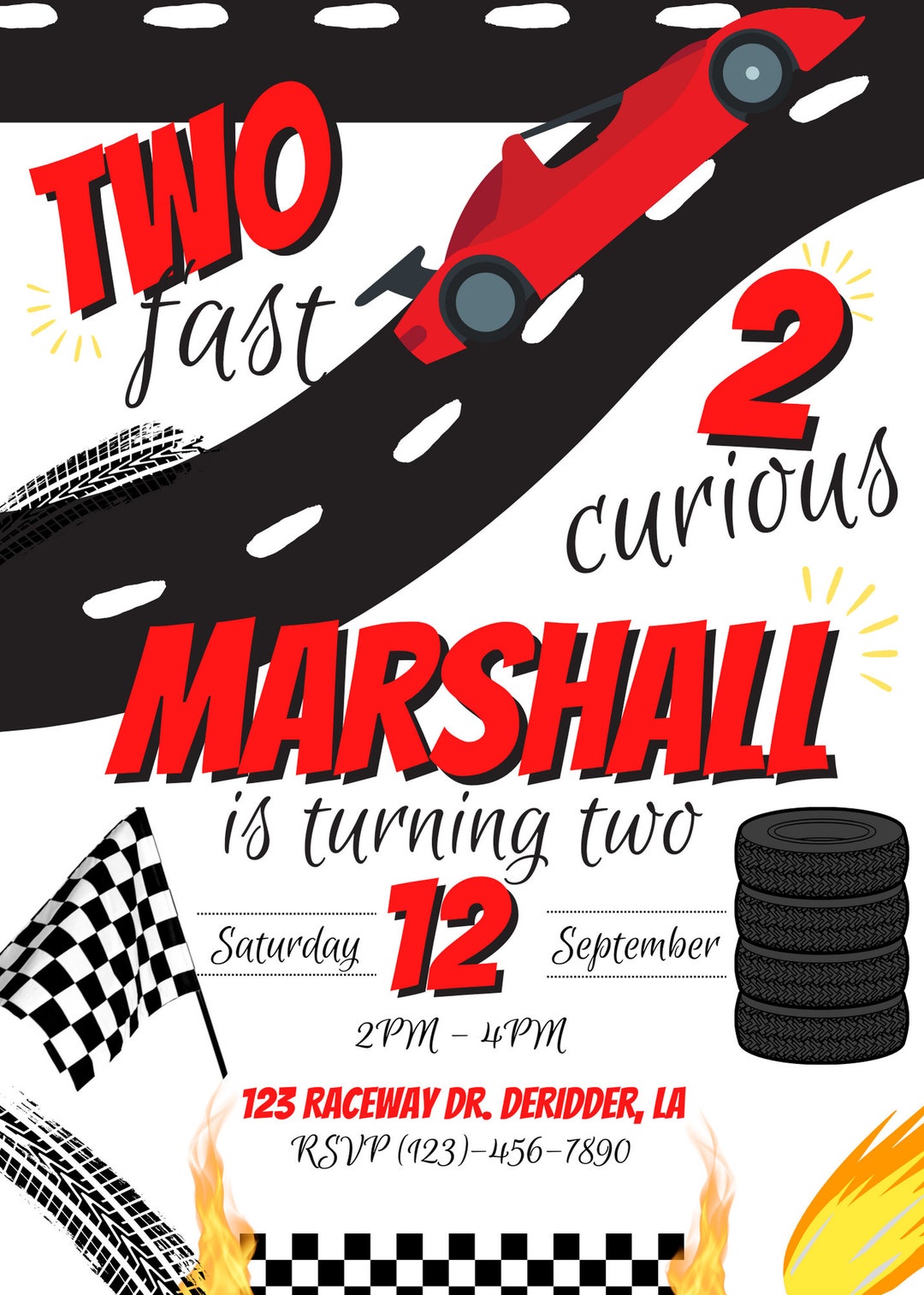 Two Fast Two Curious Birthday Invitation - Etsy