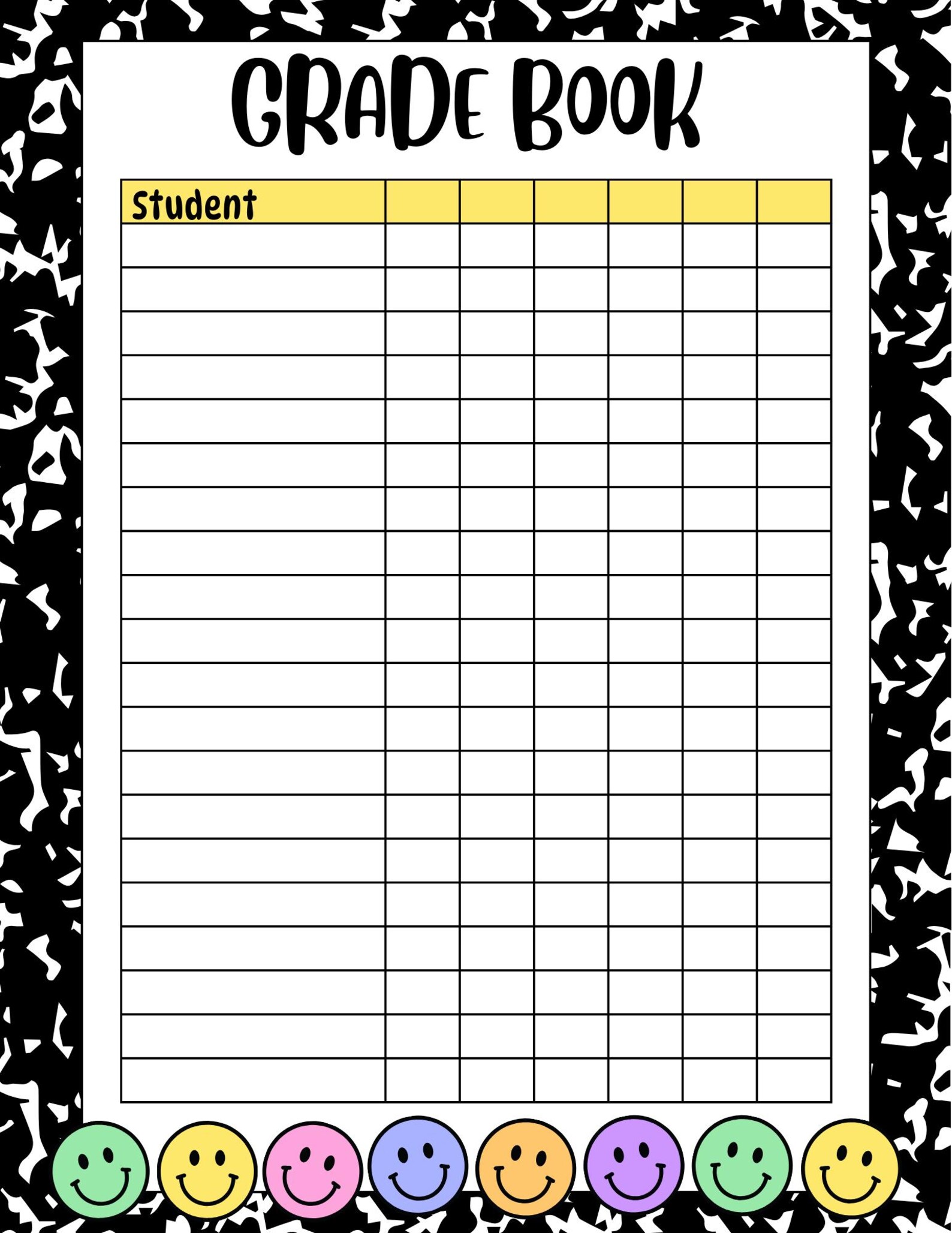 Editable Teacher Planner Template | Composition Notebook & Smiley Face ...