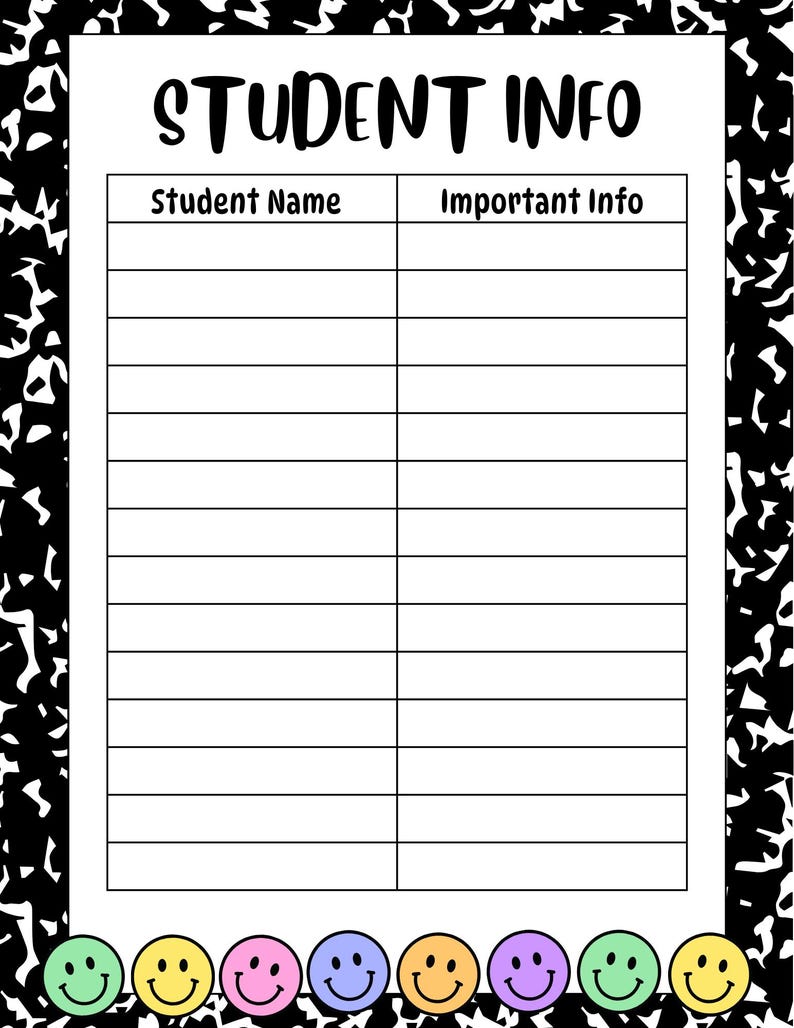Editable Teacher Planner Template | Composition Notebook & Smiley Face ...