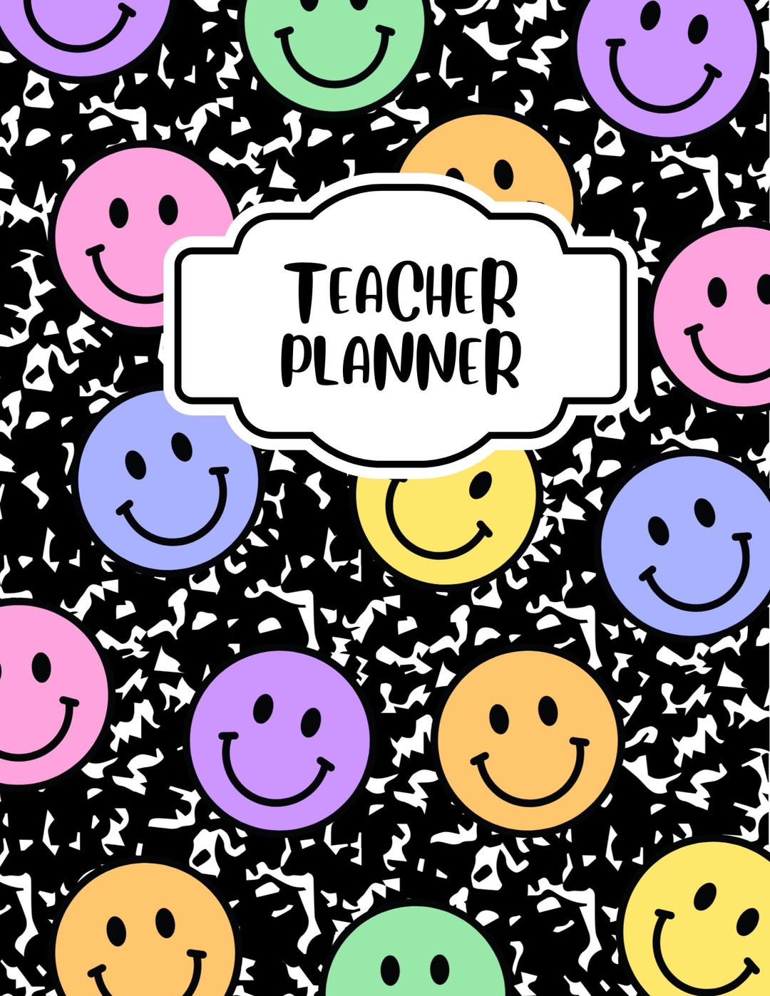 Editable Teacher Planner Template | Composition Notebook & Smiley Face ...