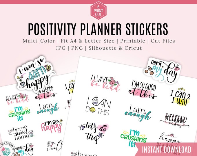 Positivity Planner Printable Stickers Bullet Journal - Etsy