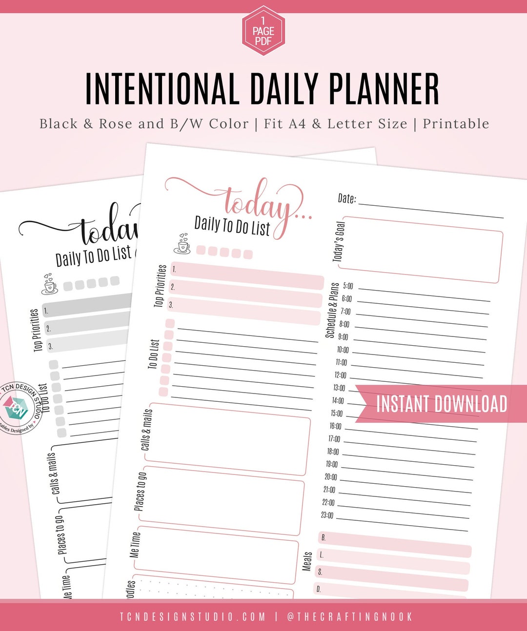 Printable Daily Planner Page, Intentional Daily Planner, To-do List ...