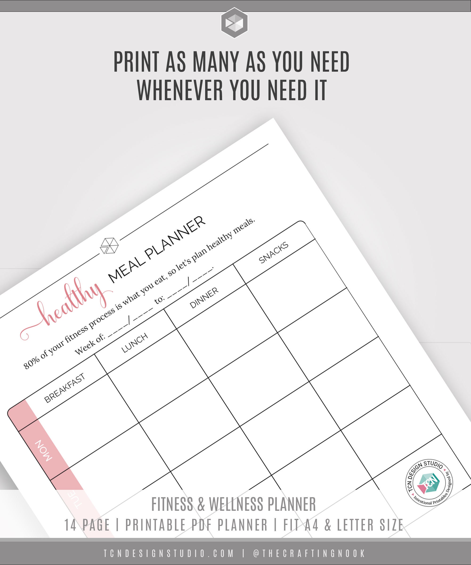 Fitness Planner Printable, Health Planner, Wellness Planner, Weekly ...