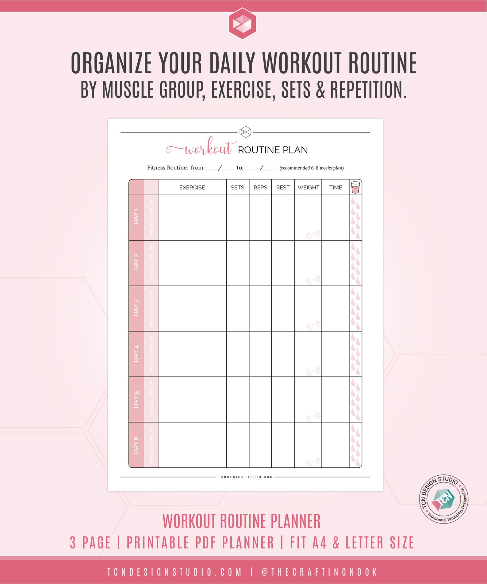 Monthly Workout Routine Tracker Printable, Home Workout Routine, Health ...