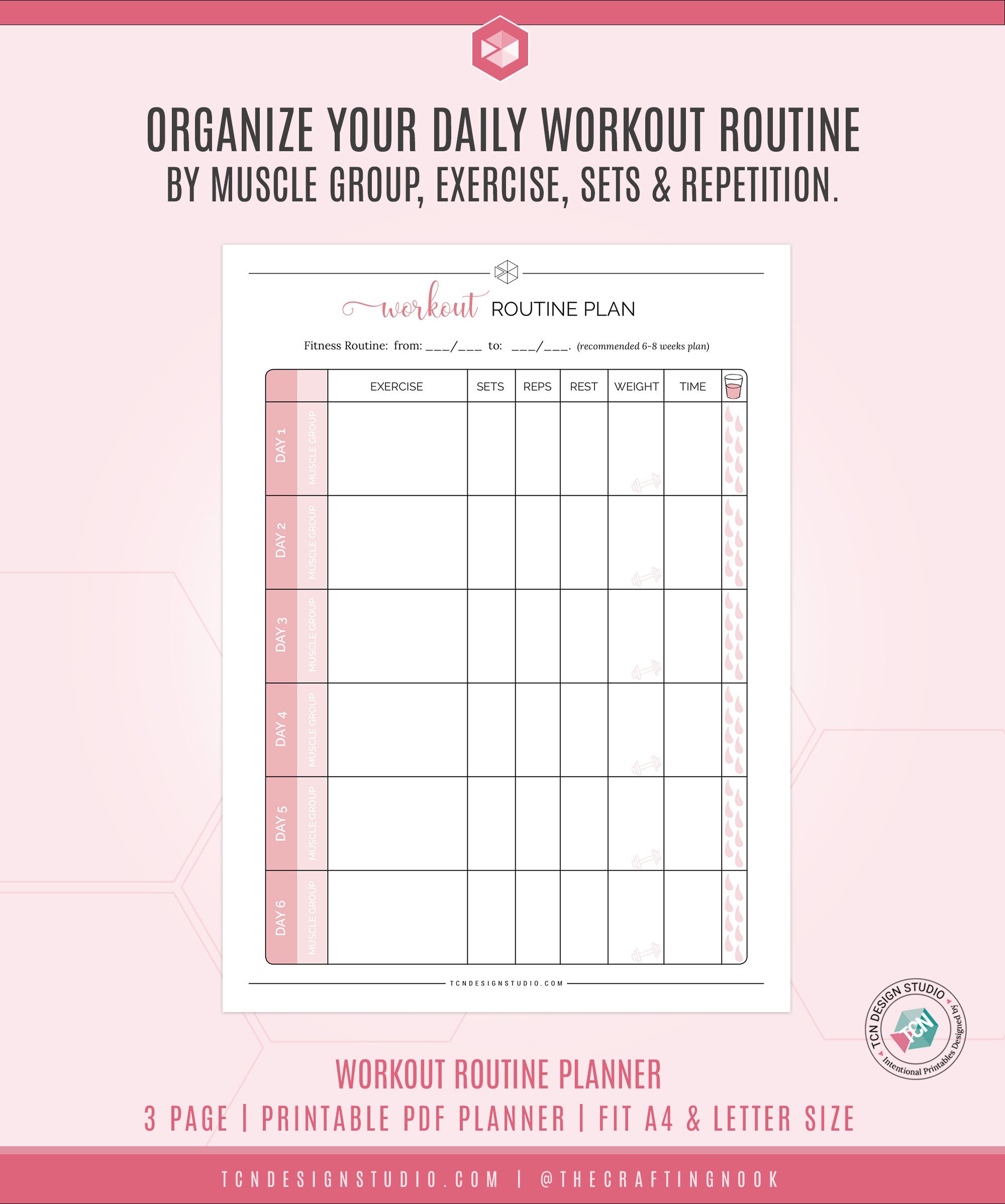 Monthly Workout Routine Tracker Printable, Home Workout Routine, Health ...