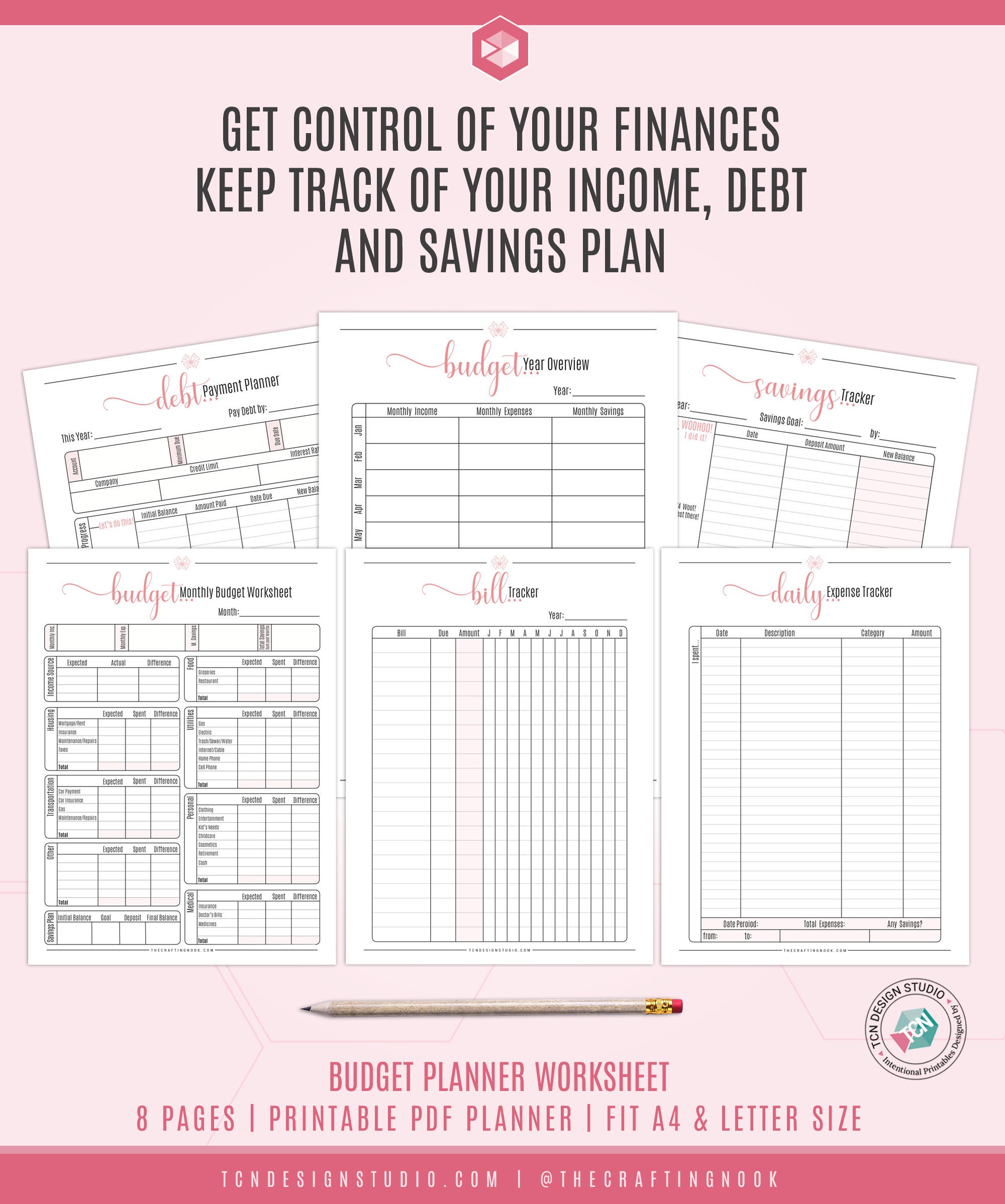 Budget Planner Printable Black & Rose Budget Planner - Etsy