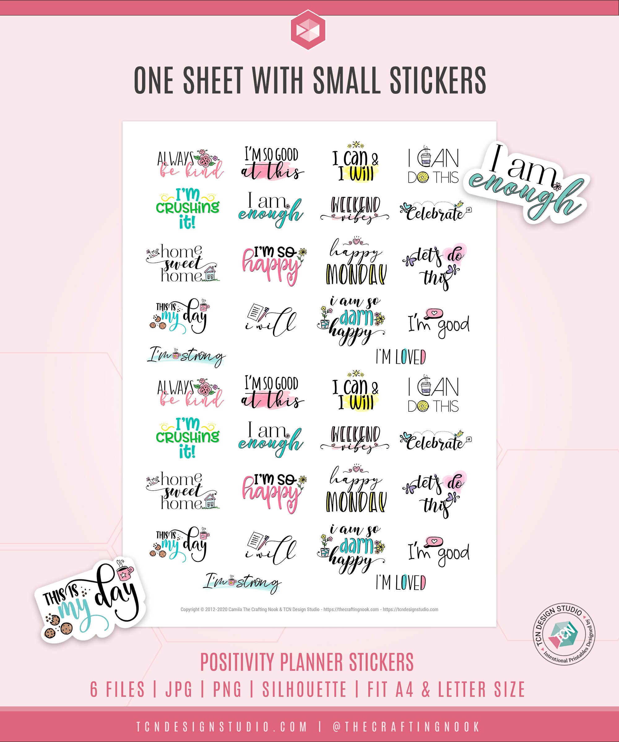 Positivity Planner Printable Stickers, Bullet Journal Stickers ...