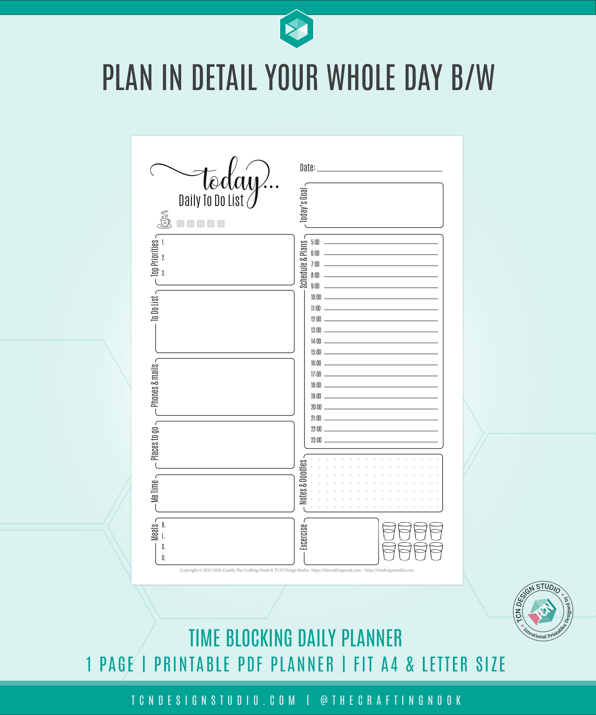 Time Blocking Daily Planner Printable Page To-do List 2020 - Etsy