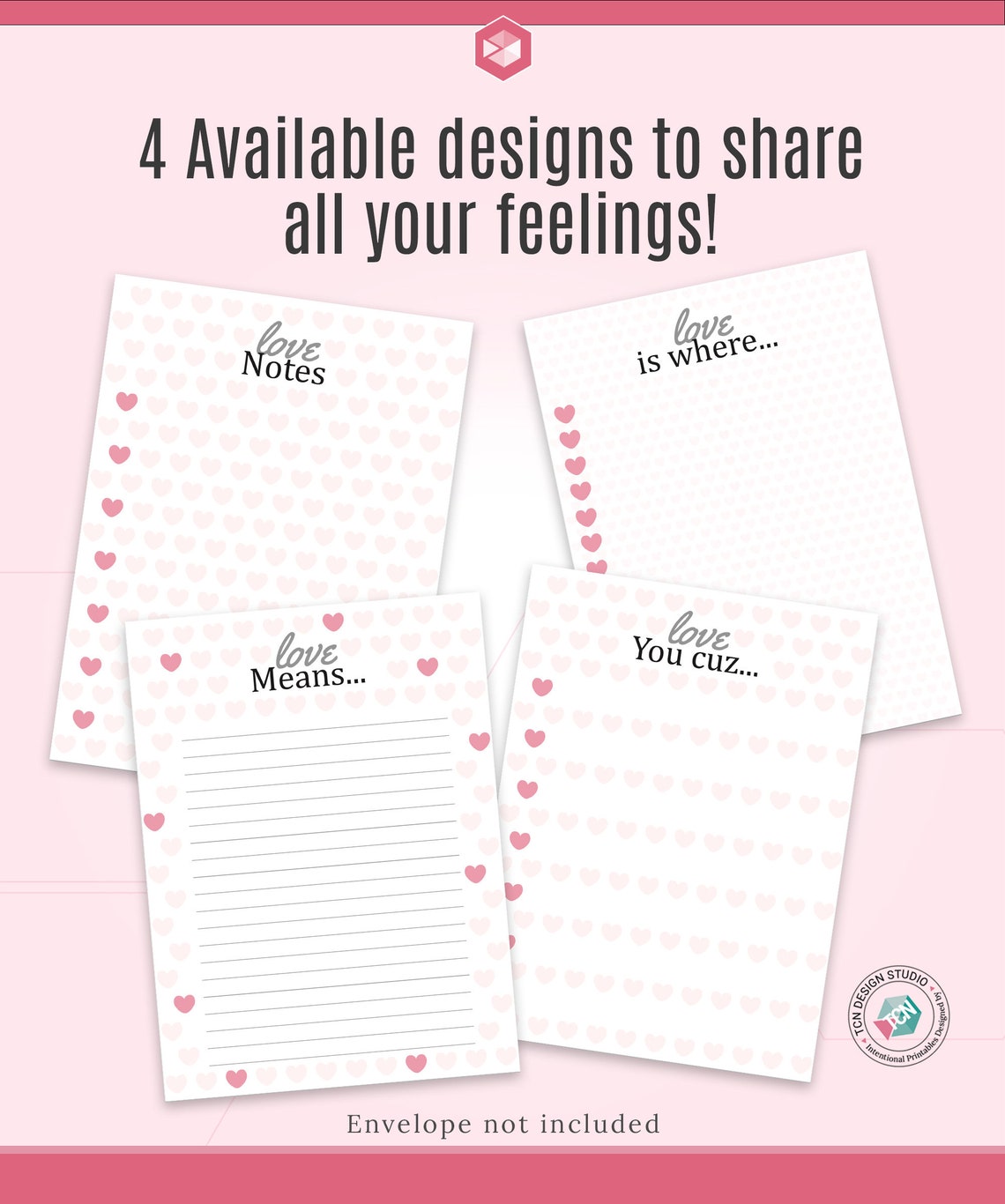 Printable Valentines Day Love Notes Pages, 4 Minimalist Valentines ...