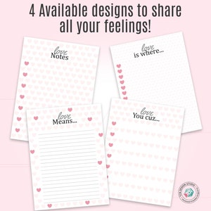 Printable Valentines Day Love Notes Pages, 4 Minimalist Valentines ...