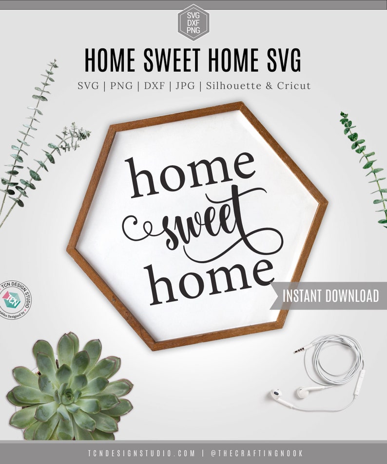 Home Sweet Home SVG File Farmhouse Style Cutting File Dxf | Etsy