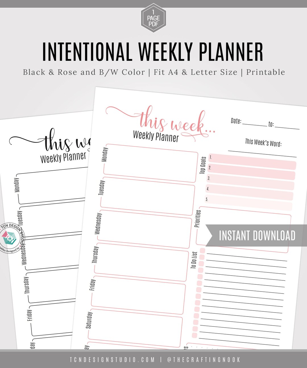 Printable Weekly Planner, Printable Week Plan, 2020 Weekly Planner ...