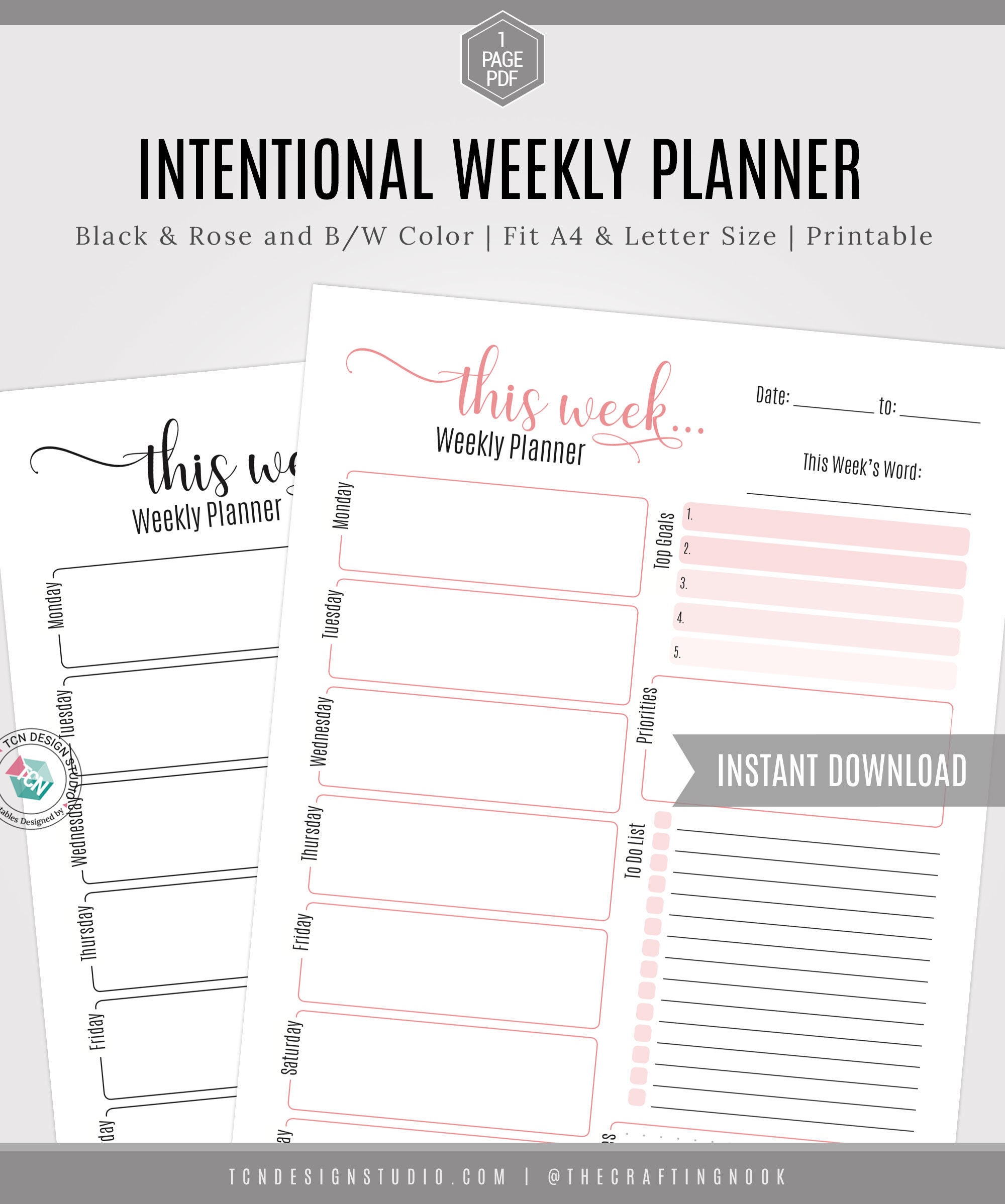 Printable Weekly Planner, Printable Week Plan, 2020 Weekly Planner ...