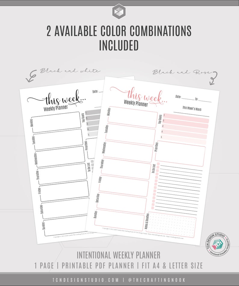 Printable Weekly Planner, Printable Week Plan, 2020 Weekly Planner ...