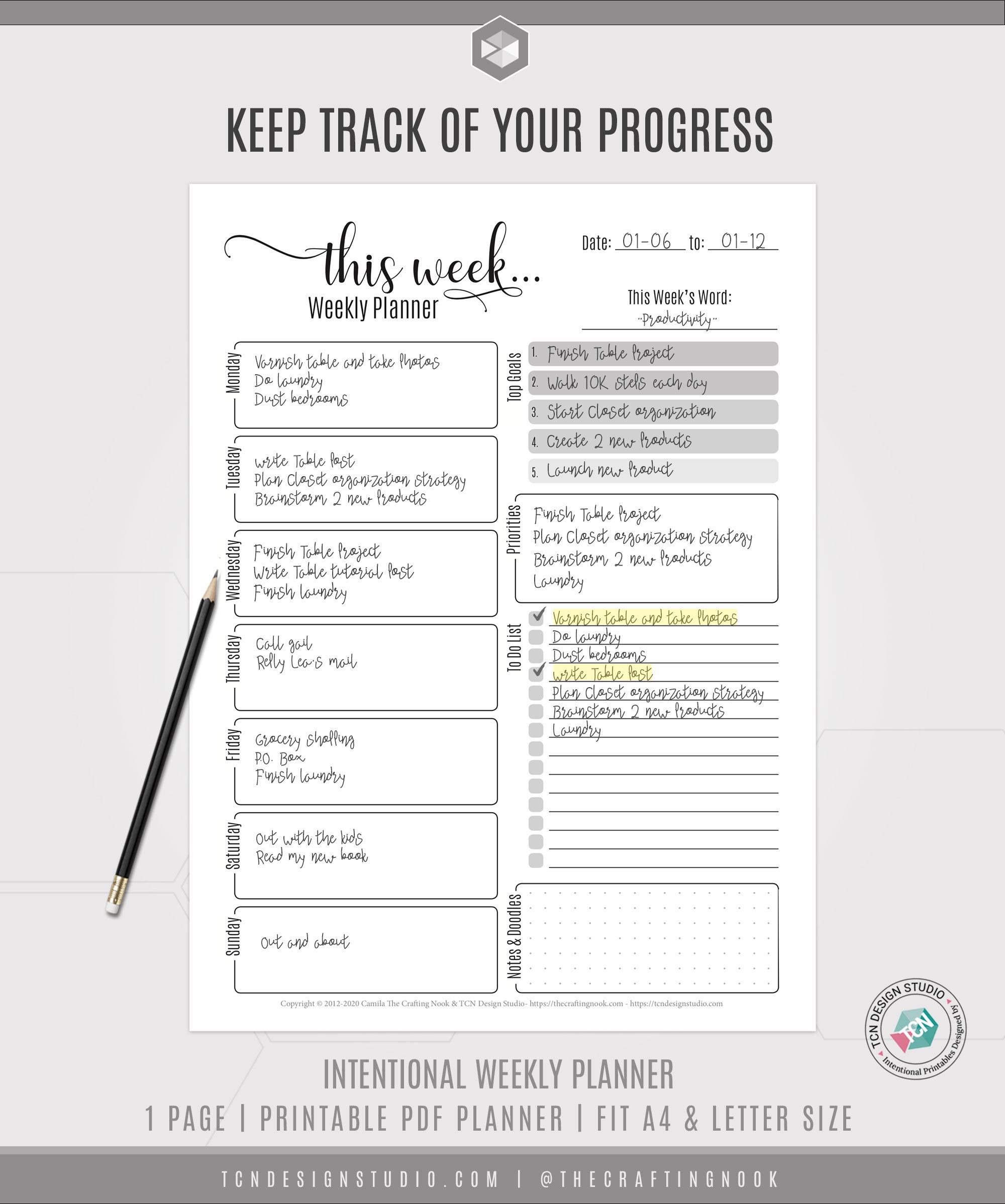 Printable Weekly Planner, Printable Week Plan, 2020 Weekly Planner ...